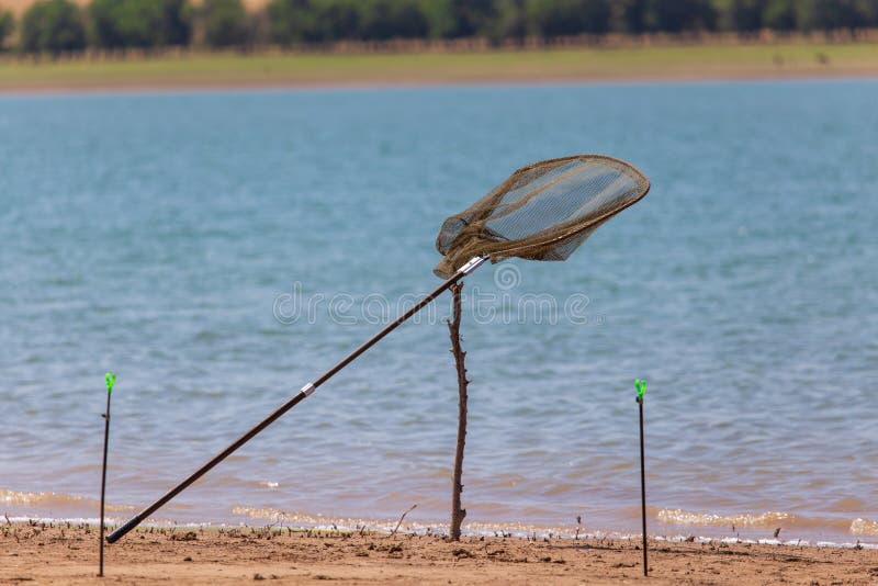 Landing Net for Fishing on the Shore Stock Image - Image of success ...