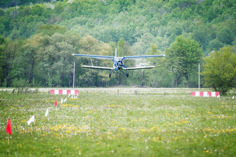 Landing of the Old Retro Plane Stock Photo - Image of aviator, freight ...