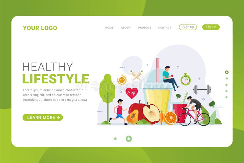 Landing Page Template Healthy Lifestyle Design Concept Vector ...