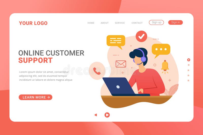 Customer Service Landing Page. Customer Support Call Center with People ...