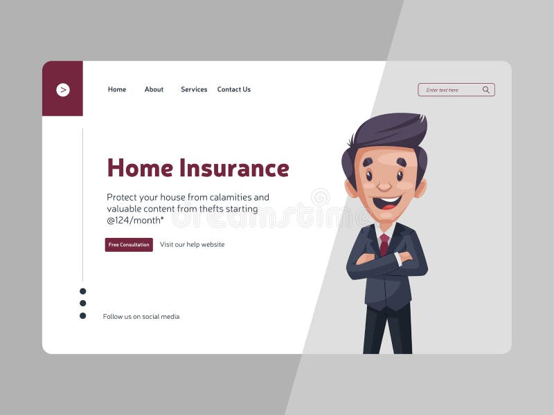 Landing Page Design of Home Insurance Stock Vector - Illustration of ...