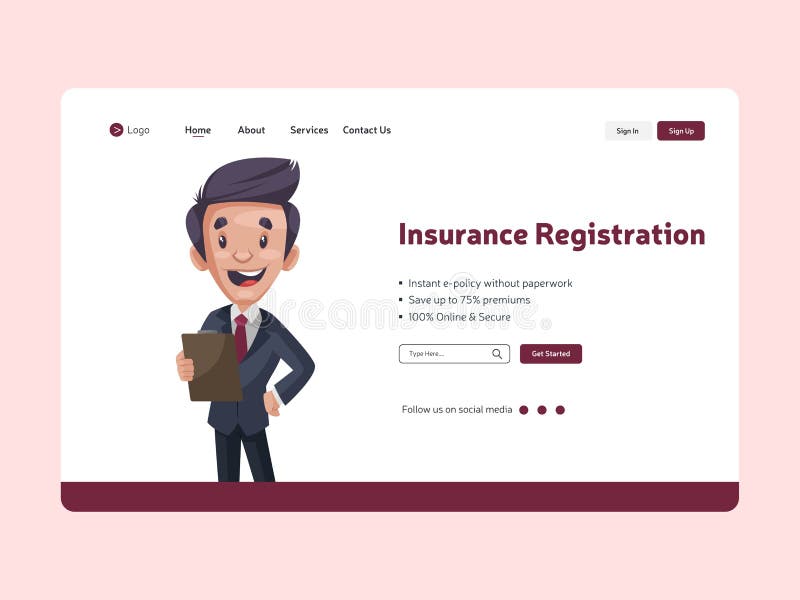 Landing Page Design of Insurance Registration Stock Vector ...