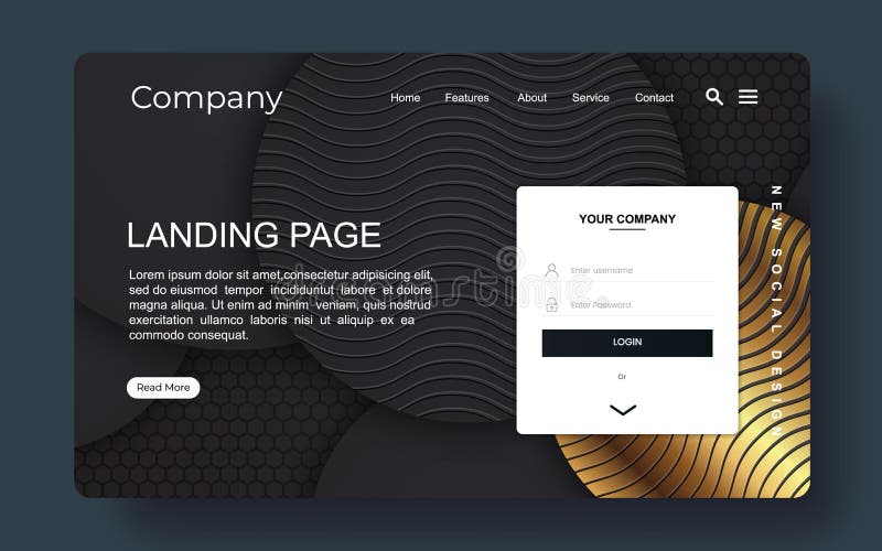 Landing Page with Abstract Background Stock Vector - Illustration of ...