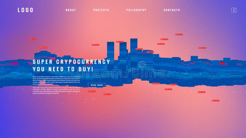 Landing Page Abstract Design with Big Data. Template for Website or App ...