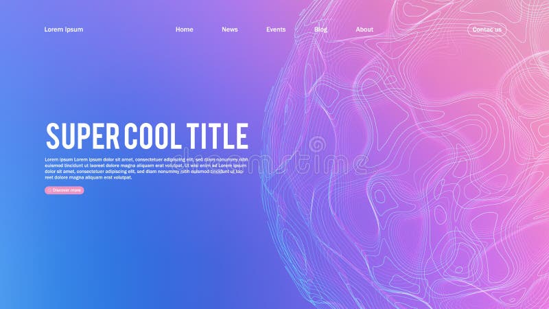Landing Page Abstract Design with Sphere Element. Template for Website ...