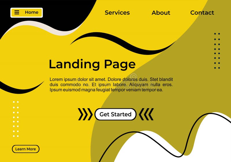 Yellow Black Landing Page Background, Simple Design Colorful, Vector ...