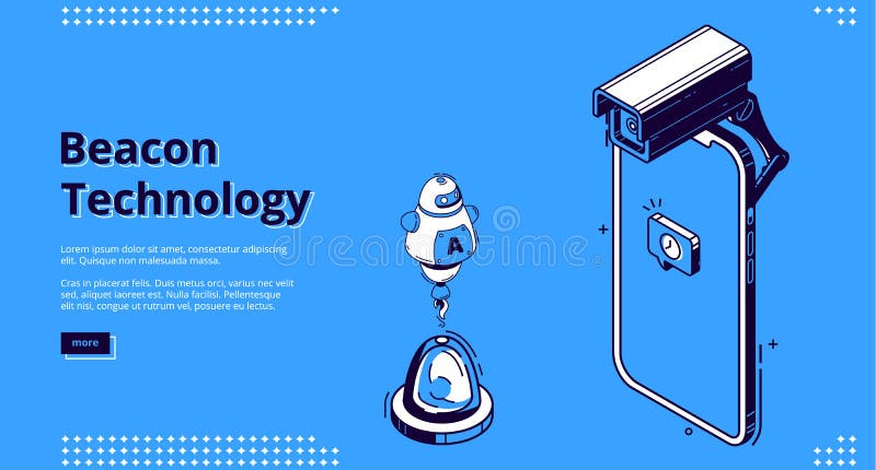 Landing Page of Beacon Technology with Smartphone Stock Vector ...