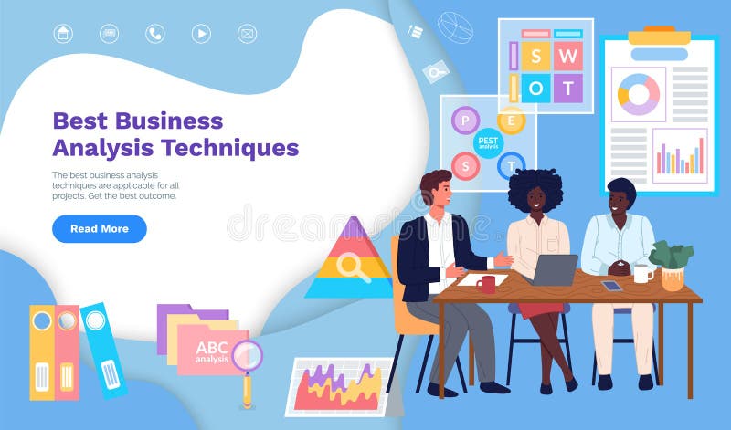 Best Business Analysis Techniques Website Template. People Work with ... Best Business Analysis Techniques Website Template. People Work with ...