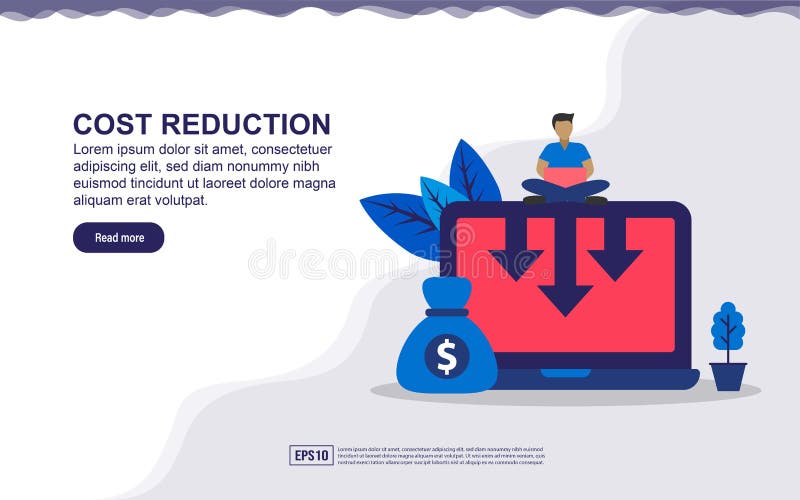 Cost Reduction Illustration Concept with Character. Template for, Banner, Presentation, Social ...