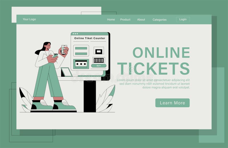 Landing Page Design for Online Ticket Concept Illustration Stock Vector ...
