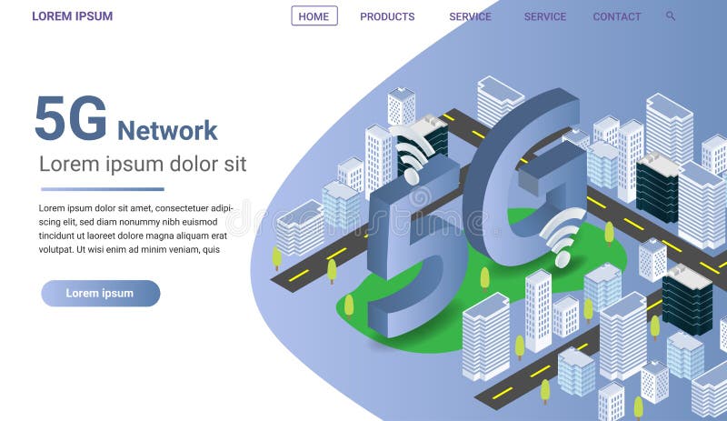 Landing Page of 5g Network. Concept Design Stock Vector - Illustration ...