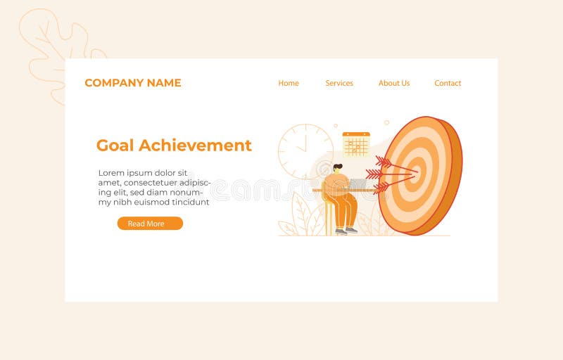 Landing Page Goal Achievement Concept Illustration for Web Design ...