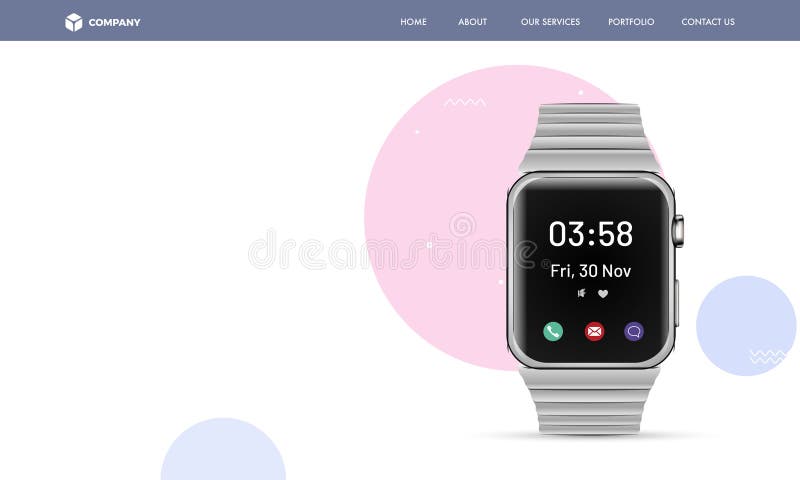 Landing Page or Hero Image with Realistic Smart Watch Stock ...