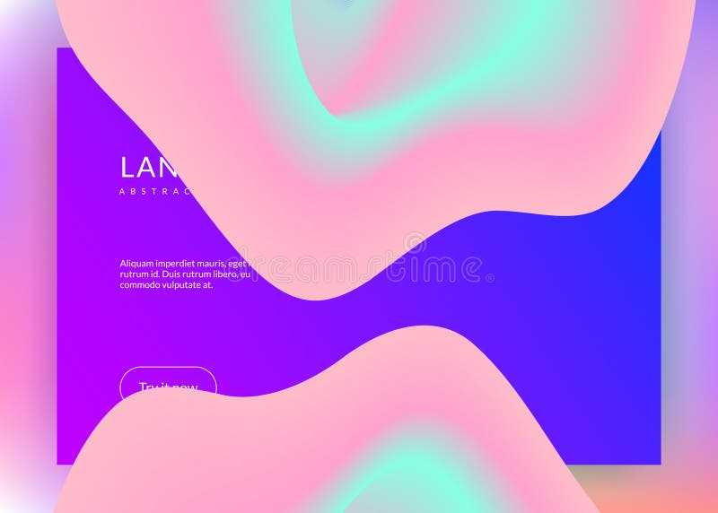 Landing Page with Liquid Dynamic Elements and Fluid Shapes. Stock ...