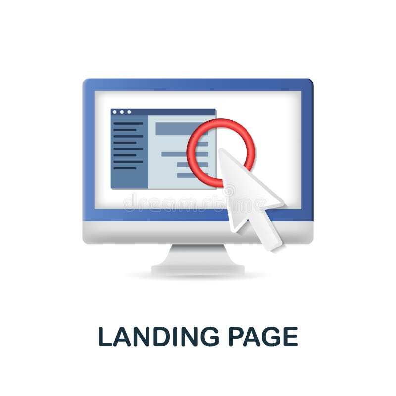 Landing Page Icon in 3d. Colored Illustration from Creative Package ... Landing Page Icon in 3d. Colored Illustration from Creative Package ...