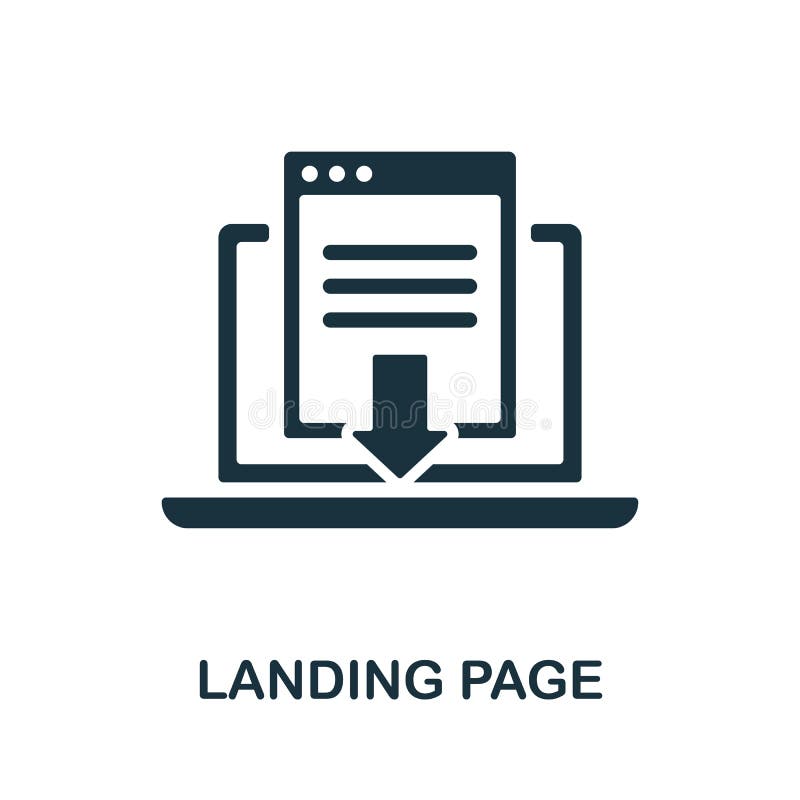 Landing Page Icon. Monochrome Simple Landing Page Icon for Templates ...