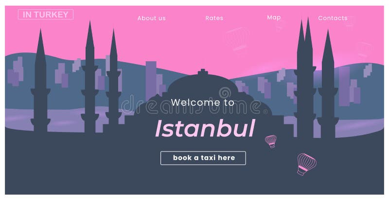 Landing Page of Istanbul City for Travel Stock Vector - Illustration of ...