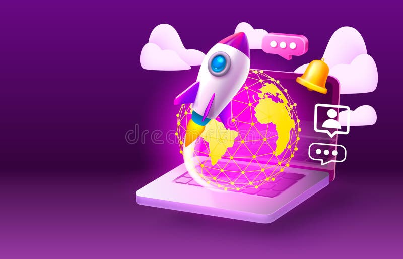 Landing Page Laptop Creative Idea, Website Banner Message. Vector ...