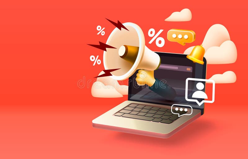 Landing Page Laptop Information, Website Banner Message. Vector ...