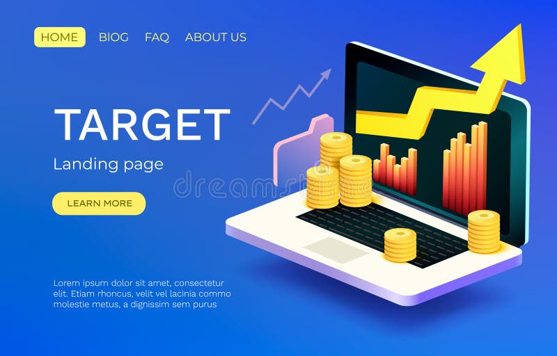 Landing Page Laptop Trading, Website Banner Message. Vector Stock ...