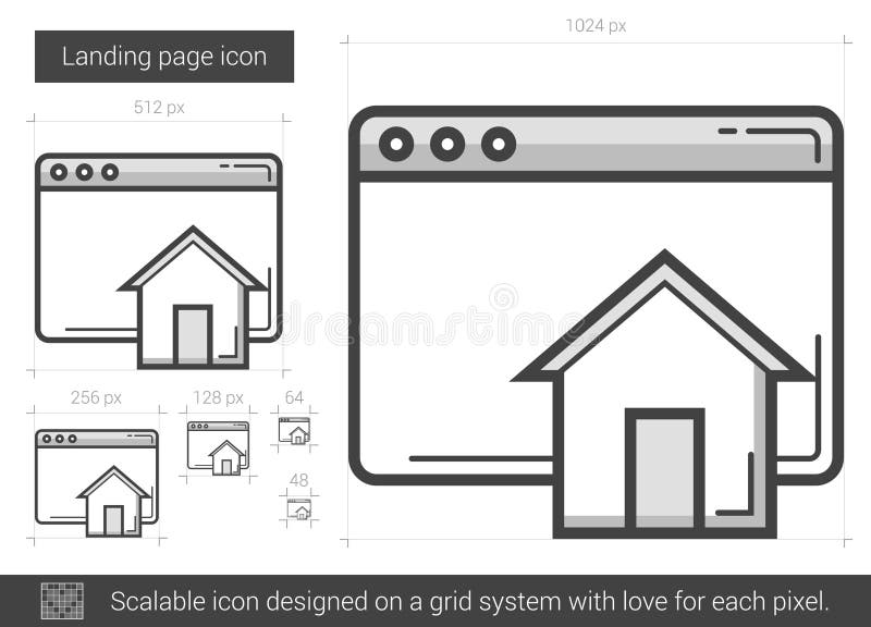 Landing page line icon. stock vector. Illustration of line - 83922272