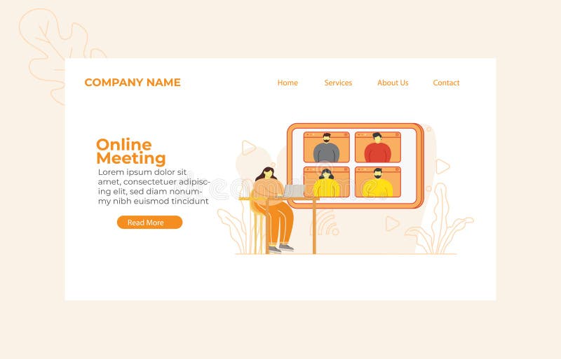 Landing Page Online Meeting Concept Illustration for Web Design ...