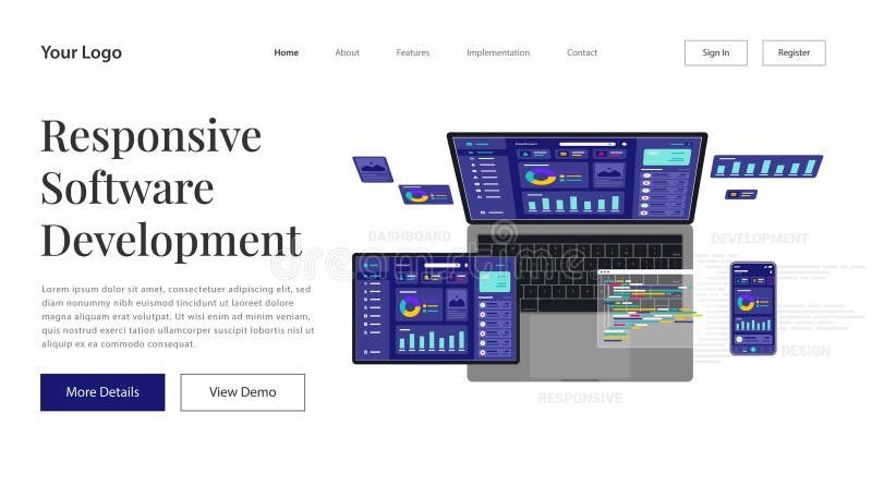 Landing Page Responsive Internet Website for Multiple Platforms 3d ...