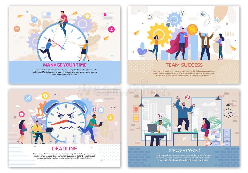 Landing Page Set with Workflow Process Design Stock Vector ...