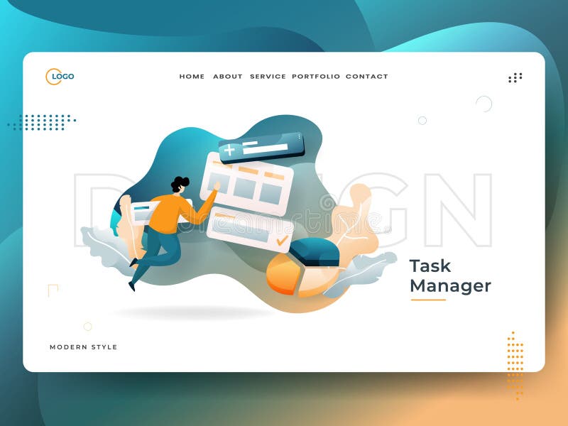 Landing Page Task Manager Vector Illustration Modern Concept, Can Use ...