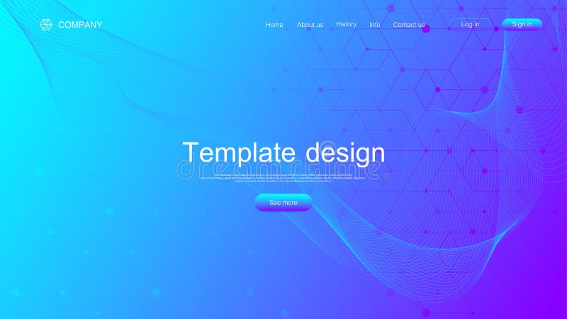 Landing Page Tech Background with Colorful Dynamic Waves and Hexagonal ...