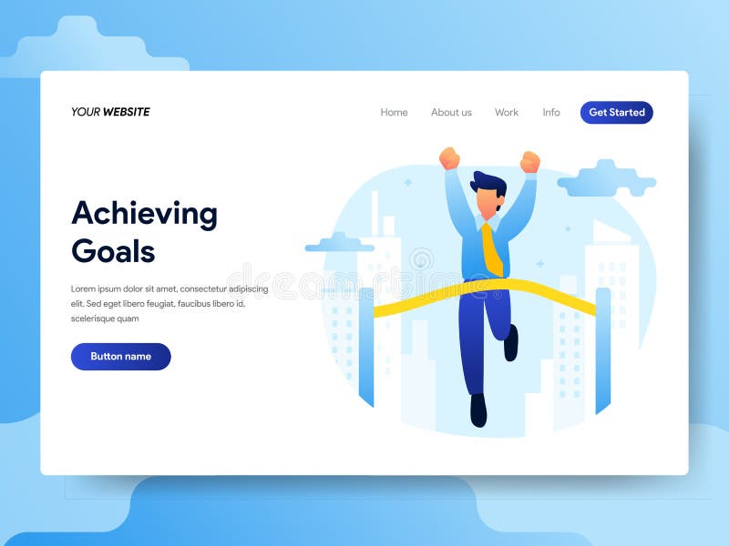 Landing Page Template of Achieving Goals Concept. Modern Flat Design ...