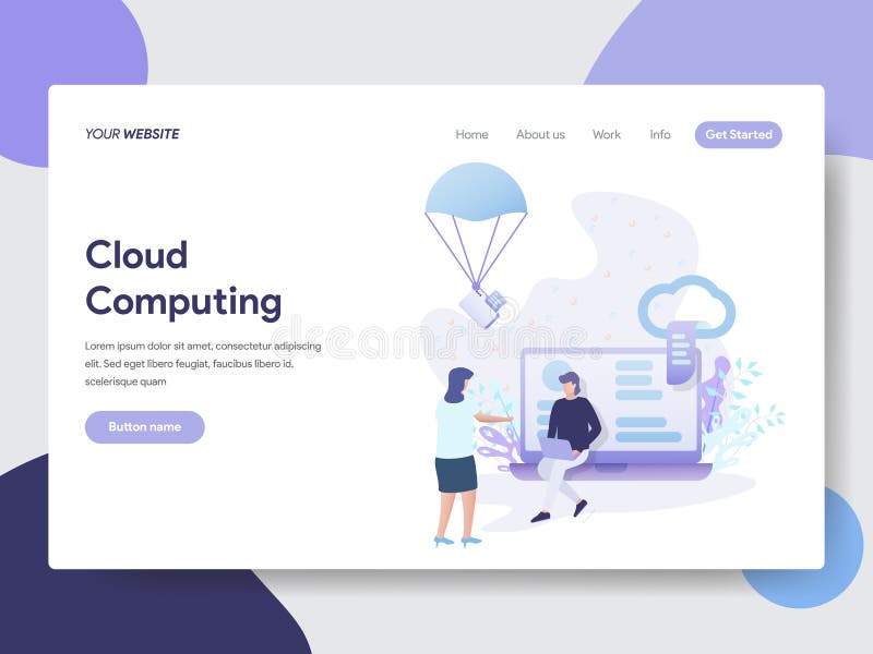 Landing Page Template of Cloud Computing Illustration Concept. Modern Flat Design Concept of Web ...