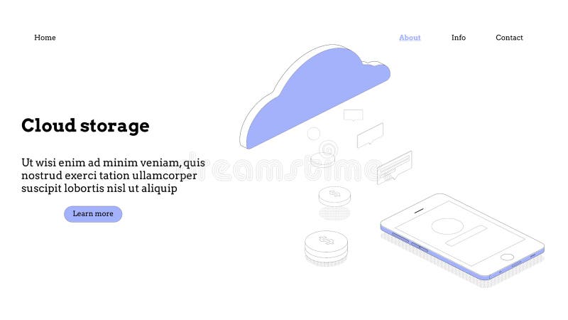 Landing Page Template. Cloud Computing Modern Flat Design Isometric Concept. Conceptual ...