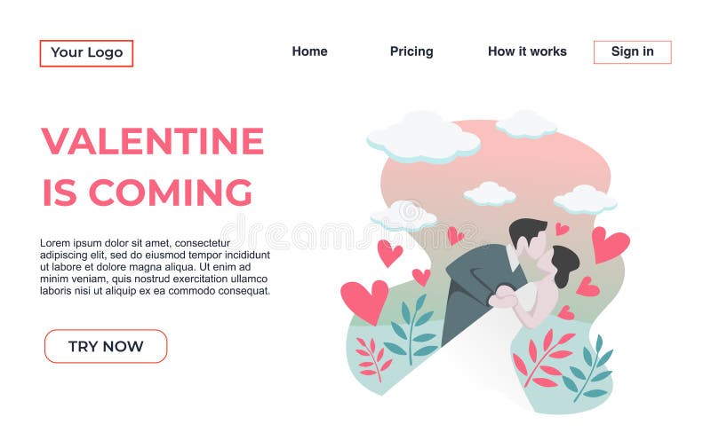 Landing Page Template of Couple with Dating Apps Illustration Concept ...