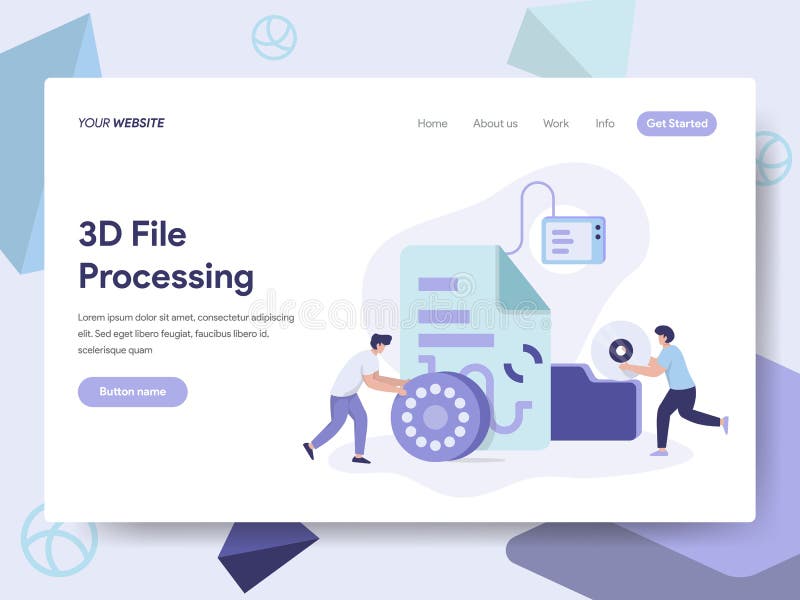 Landing Page Template of 3D File Document Illustration Concept ...