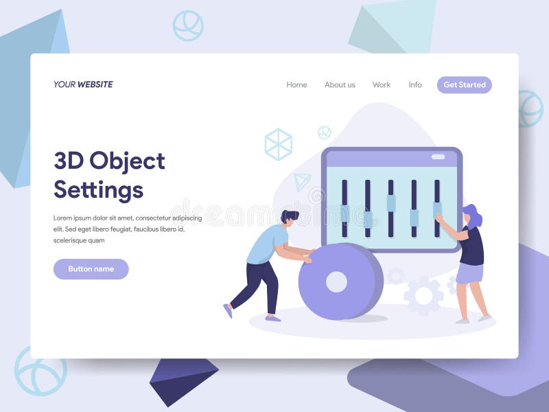 Landing Page Template of 3d Object Settings Illustration Concept ...