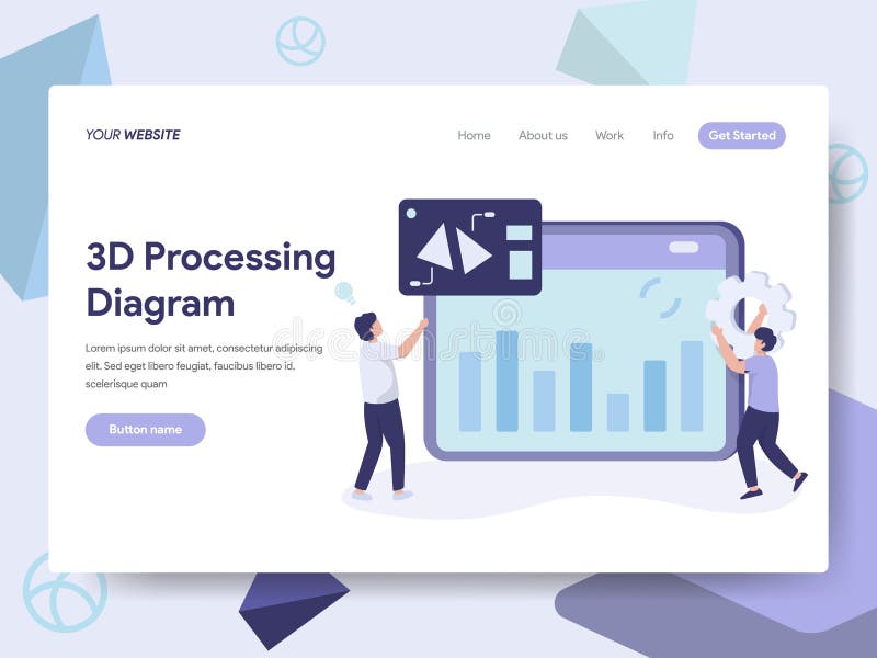 Landing Page Template of 3d Processing Diagram Illustration Concept ...
