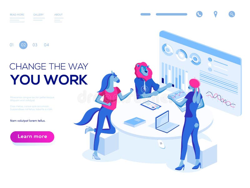 People Work and Interacting with Graphs, Icons and Devices. Data ...