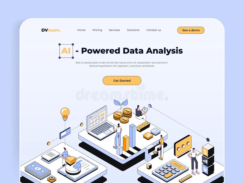 Landing Page Template - Data Analysis Stock Vector - Illustration of ...