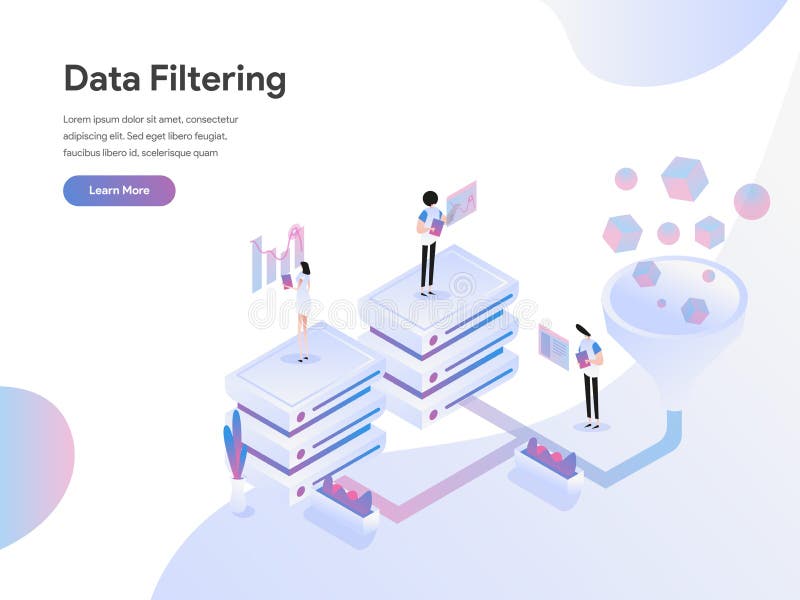 Landing Page Template of Data Filtering Isometric Illustration Concept ...