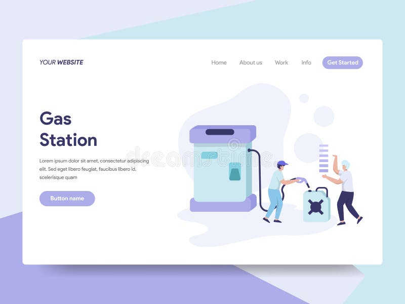 Landing Page Template of Gas Station Illustration Concept. Isometric ...