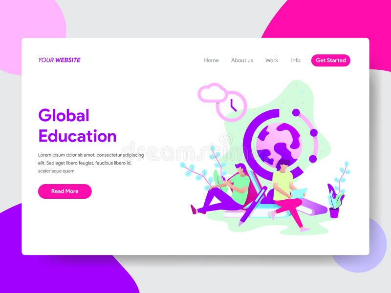 Landing Page Template of Global Education Illustration Concept. Modern ...