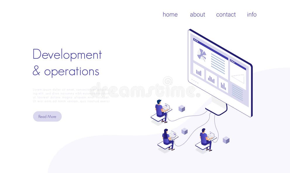 Landing Page Template with Group of Programmers Coding on Laptops, Computer and Smartphone ...