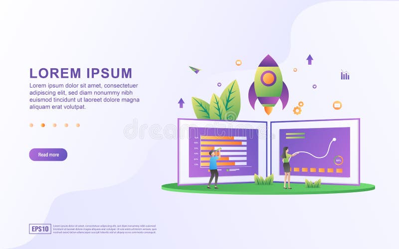 Landing Page Template with Illustrations Analyzing Chart Movements and ...