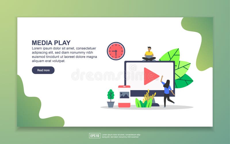 Landing Page Template of Media Play. Modern Flat Design Concept of Web ...