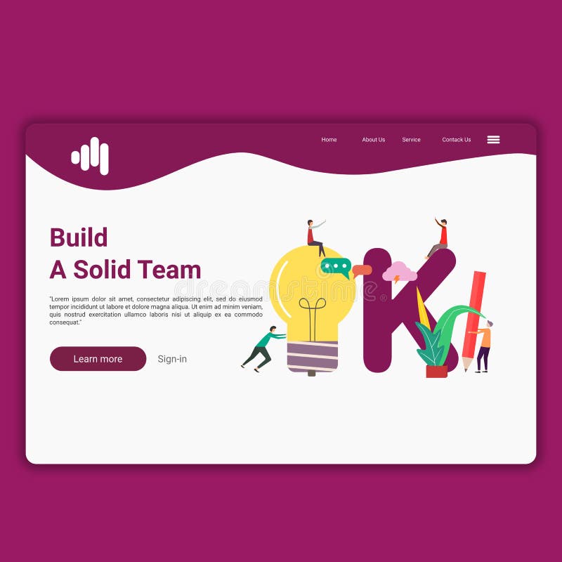 Modern Simple and Clean Landing Page Template Design. Flat Style ...