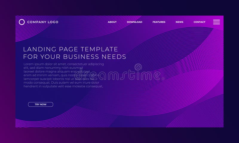 Landing Page Template with Modern Wave Curve for Business Website ...