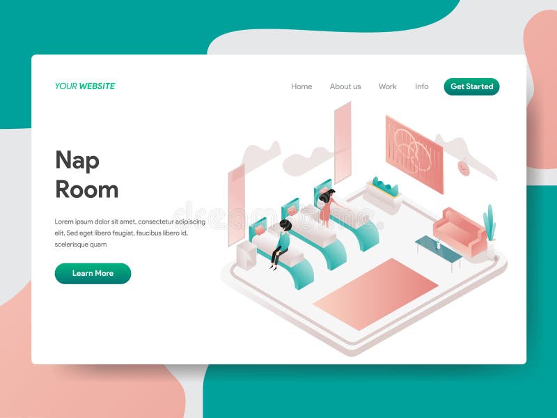 Landing Page Template of Nap Room Illustration Concept. Isometric ...