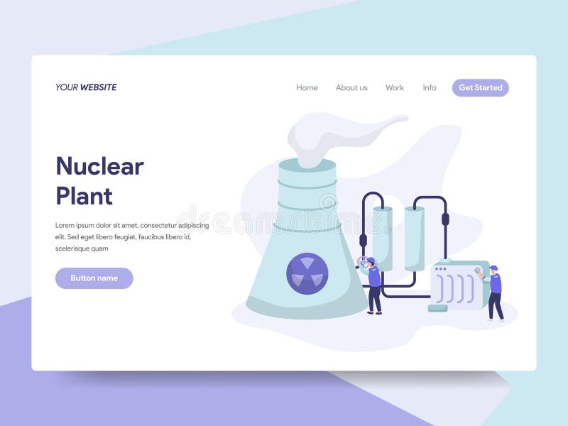 Landing Page Template of Nuclear Plant Illustration Concept. Isometric ...