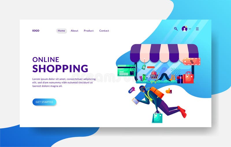 Landing Page Template of Online Shopping. Modern Flat Design Concept of ...